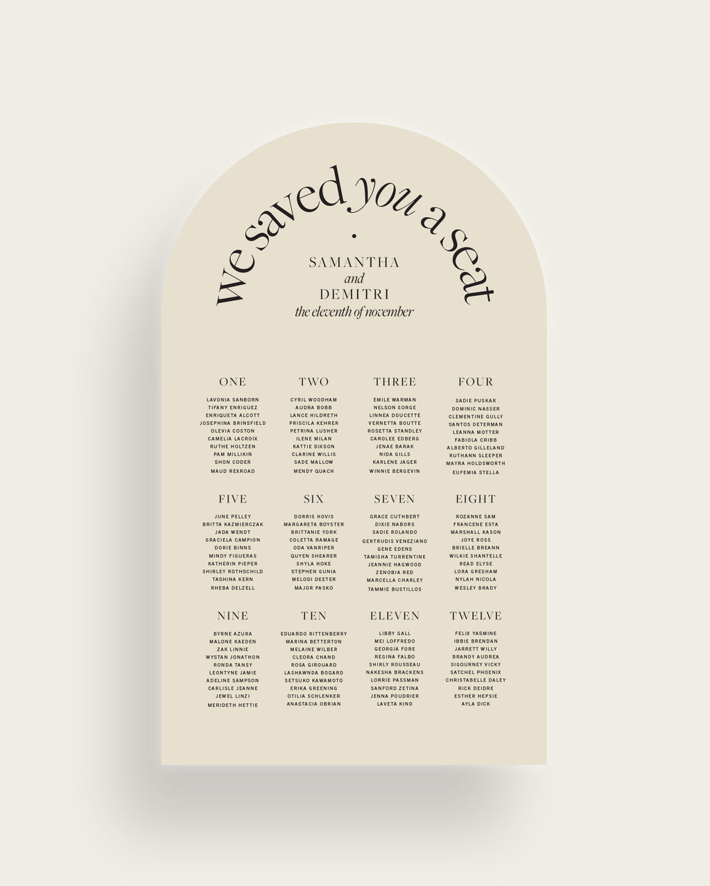Slate Arch Seating Chart – A Modern Wedding