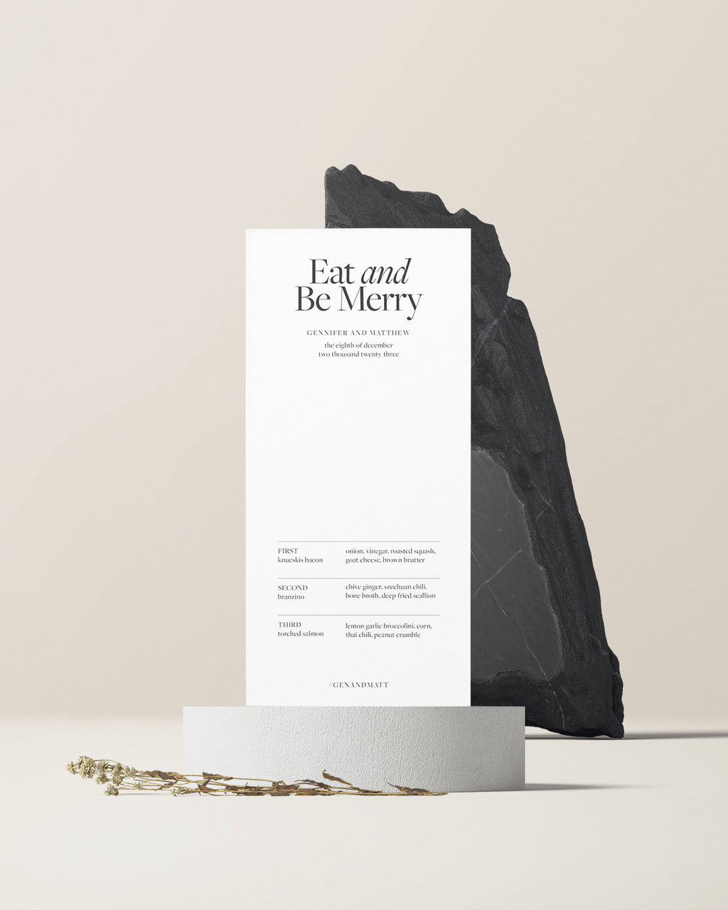 Slate Tall Split Menu – A Modern Wedding